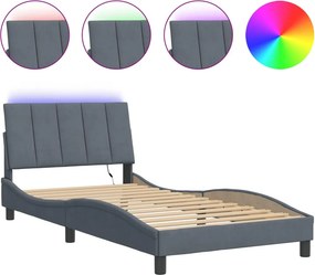 Rám postele s LED osvětlením bez matrace Hanko tmavě šedý 100 x 200 cm samet 3213764
