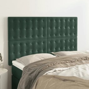 Čelo postele tmavě zelené 144x5x118/128 cm sametové 3116817