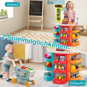 Costway 76 kusový supermarket s nákupním košíkem, obchod s váhou a skenerem