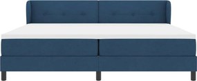 Postel s boxspringem s čelo Modrá 200 x 200 cm textil 3340051