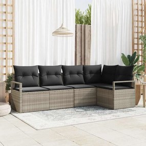 Set pohovek 5 ks Světle šedá polyratan 3346382