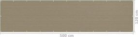 Balkonová zástěna taupe 120 x 500 cm HDPE 310966