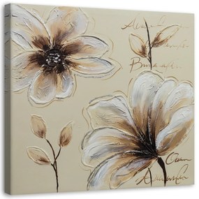 Obraz na plátně Květiny Béžová Natura - 30x30 cm