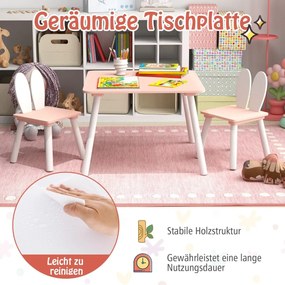 Costway Dětský stůl se 2 židlemi 3 kusy. Dětská sedací skupina s růžovými nohami