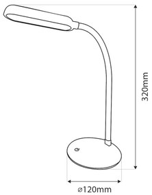 LED Stmívatelná dotyková flexibilní stolní lampa LED/6W/5V USB 1200 mAh bílá