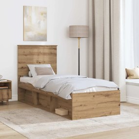 Rám postele Umělecký dub 75 x 190 cm Masivní borové dřevo 3411081