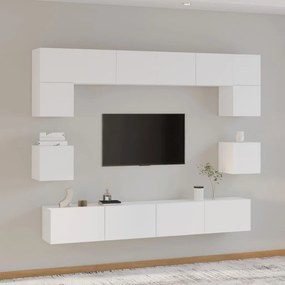 8dílný set TV skříněk bílý kompozitní dřevo 3114414