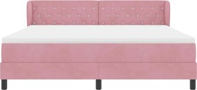 Postel s boxspringem s čelo Růžová 180 x 200 cm samet 3340351