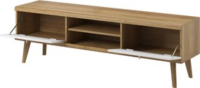 PSK Televizní stolek PORO, Dub Riviera/Bílá 160 cm