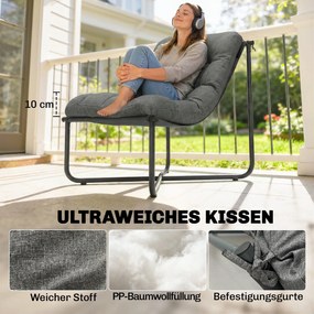 Lounge chair Outdoor Ergonomická zahradní židle s polštářem šetrným k pokožce Široký sedák Ocelový rám Tmavě šedá barva