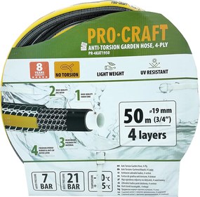 Procraft PR-4KAT1950 - černo-žlutá zahradní hadice