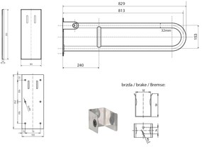 Sapho HANDICAP madlo sklopné 813mm, černá - XH518B