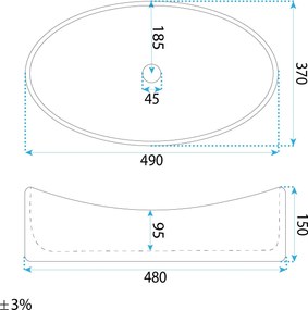 Rea Dream, umyvadlo na desku 490x360x150 mm, béžová-bílá, REA-U0635