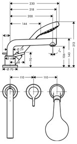 Hansgrohe Talis S, tříotvorová vanová baterie, chromová, 72416000