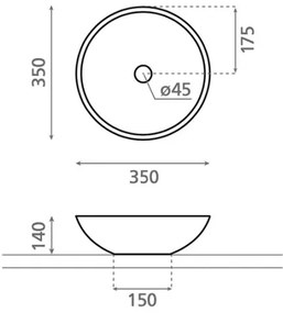 Bathco 4015 - Umyvadlo na desku CASTELLON pr. 35 cm porcelán/bílá