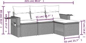 4dílná zahradní sedací souprava s poduškami černá polyratan 3220064