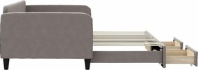 Válenda s přistýlkou a zásuvkami taupe 100 x 200 cm textil 3196860