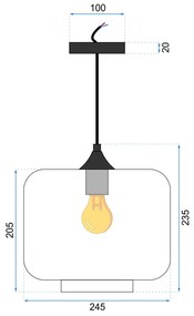 Toolight Skleněná závěsná stropní lampa APP312-1CP Loft