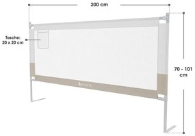 Dětská zábrana na postel, 200 cm, výškově nastavitelná