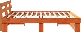 Rám postele s čelo Hnědá 200 x 200 cm Masivní borové dřevo 3385672