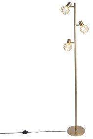 Designová stojací lampa zlatá, 3 světla nastavitelná - Mesh