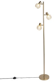 Designová stojací lampa zlatá 3-světlo nastavitelná - Mesh