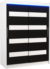 ADRK Furniture Posuvná skříň s lacobelem a LED osvětlením MARTINEZ 150 ADRK-SW-MAR-WBWL-150-L