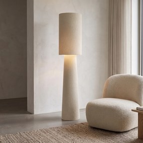 Japandi stojací lampa béžová látka teddy 2-světla - Trompet