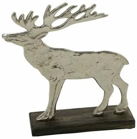 Ego Dekor EGO DEKOR Dekorace jelen na dřevěném podstavci, hliníkový, stříbrná 14x5x18cm *