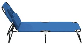 Skládací lehátko modré oxfordská tkanina a práškovaná ocel - Default Title