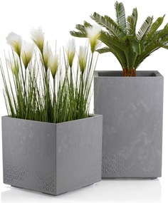 PLASTOVÝ KVĚTINÁČ NA KOLEČKÁCH BETONIQUE 60X40X40 CM IMITACE BETONU ŠEDÁ