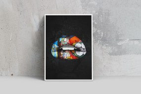 Pixada Graffiti Lips - motivační obraz Velikost: B2 - 50x70 cm, Volba rámu: s bílým rámem