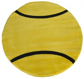 Dětský kusový koberec Tenis žlutý kruh 100x100cm
