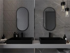 Mexen Loft, oválné koupelnové zrcadlo 80 x 40 cm, barva rámu černá matná, 9851-080-040-000-70