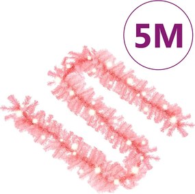 Vánoční girlanda s LED světýlky 5 m růžová 329198