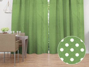 Biante Bavlněný závěs Sandra SA-336 Bílé puntíky na zeleném 130x160 cm