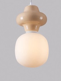 Bílé/krémové keramické závěsné svítidlo se skleněným stínidlem ø 18 cm Clio – Nova Luce