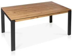 Rozkládací jídelní stůl masiv divoký dub a kovové nohy Bern 160/260x90