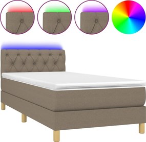 vidaXL Box spring postel s matrací a LED 80 x 200 cm textil [3133913] Barva: tmavě hnědá