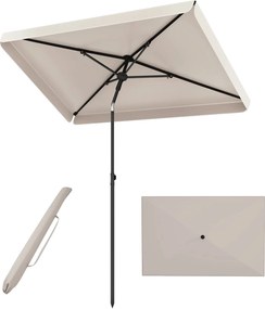 Costway Slunečník Obdélníkový s úhlem sklonu 30° Ohebný – 200 × 130 cm, šedá