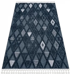 koberec SEVILLA Y499B laťková mříž, diamanty modrý střapce Berber, velikost 180x270 cm | krásné koberce cz