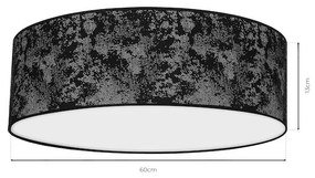 Stropní svítidlo Satino Round, 1x černé/stříbrné textilní stínítko, (bílé plexisklo), (fi 60 cm)