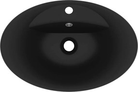 Luxusní umyvadlo přepad oválné matné černé 58,5x39 cm keramika 146942