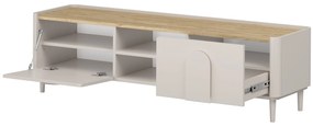 TV stolek Amilio 170 cm na nožkách - kašmírová / dub olejovaný / kašmírové úchytky