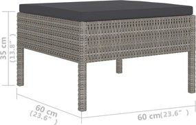 6dílná zahradní sedací souprava s poduškami polyratan šedá 3056988