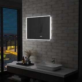 vidaXL Koupelnové LED zrcadlo dotykový senzor zobrazení času 80x60 cm