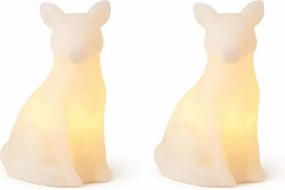 LED svíčky z pravého vosku na baterky, liška, 7 × 10 cm, bílá, sada 2 ks, CR2032