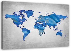 Obraz na plátně Mapa světa modrá - 100x70 cm