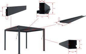 Bioklimatická pergola G21 Austin 4x3 m, antracitová hliníková