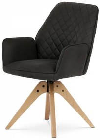 Jídelní židle černá vintage látka, dubové nohy, otočný mechanismus HC-539 BK3